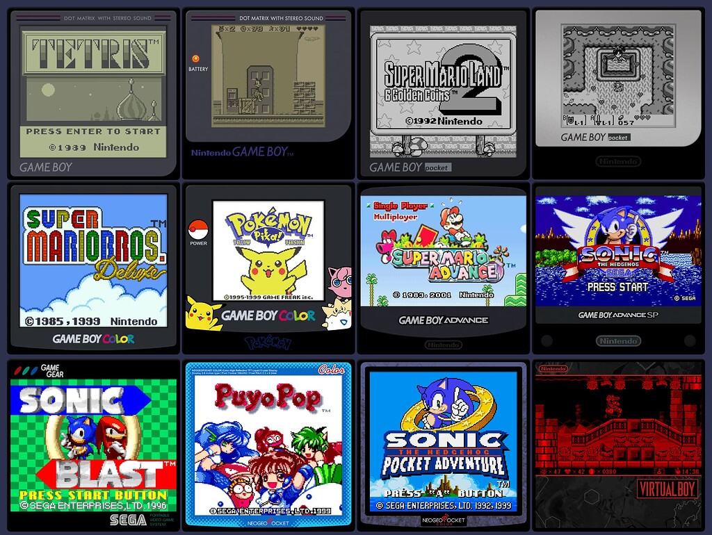 BB64's 720x720 Handheld Bezel Pack (GB, GBC, GBA, NGPC, GG, VB - for RG ...